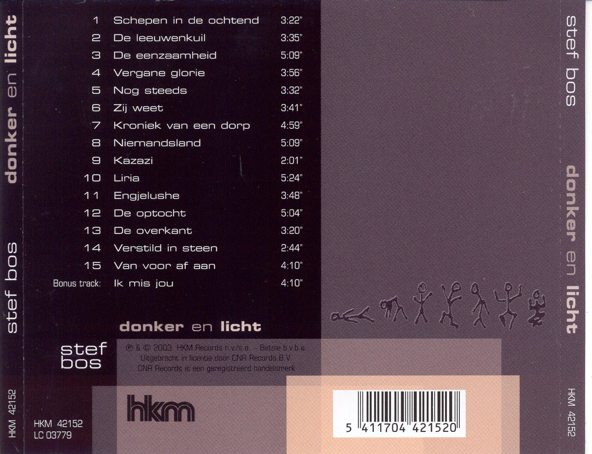 Stef Bos Donker En Licht : Back | CD Covers | Cover Century | Over 1. ...